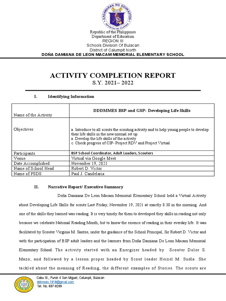 ACR BSP Virtual Activity Developing Life Skills Nov.192021 | PDF ...