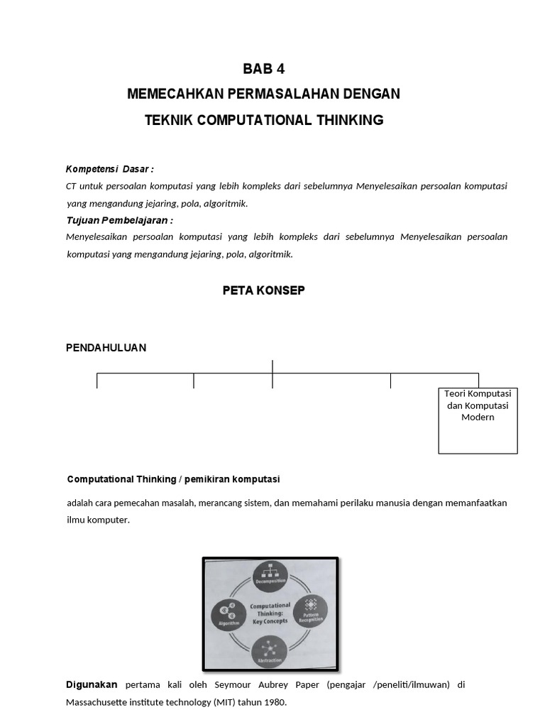 BAB 4 Memecahkan Permasalahan Dengan Teknik Computational Thinking-Dikonversi | PDF