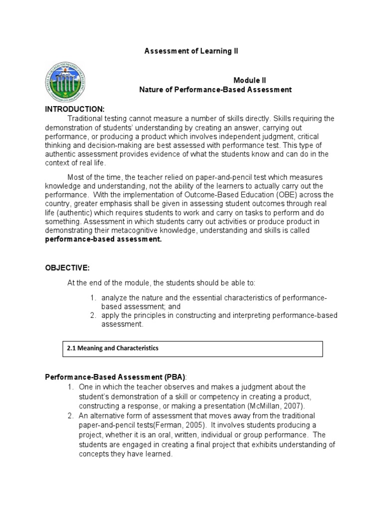 Assessment Learning 2 M2 Pdf Educational Assessment Learning