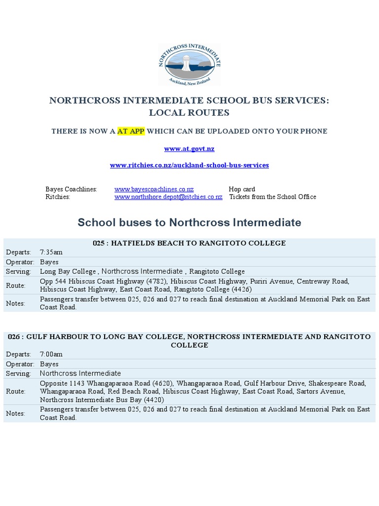 School Buses Northcross Intermediate2020 | PDF | Road Transport ...