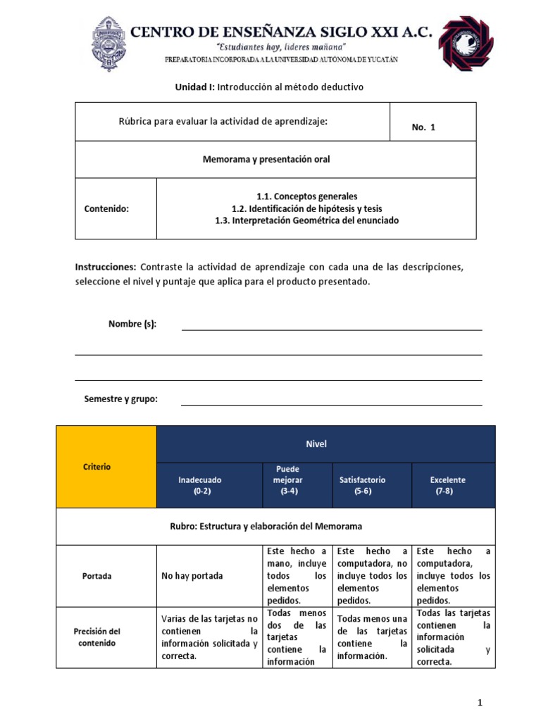 U1-ADA 1-Memorama | PDF | Cognición | Ciencia cognitiva