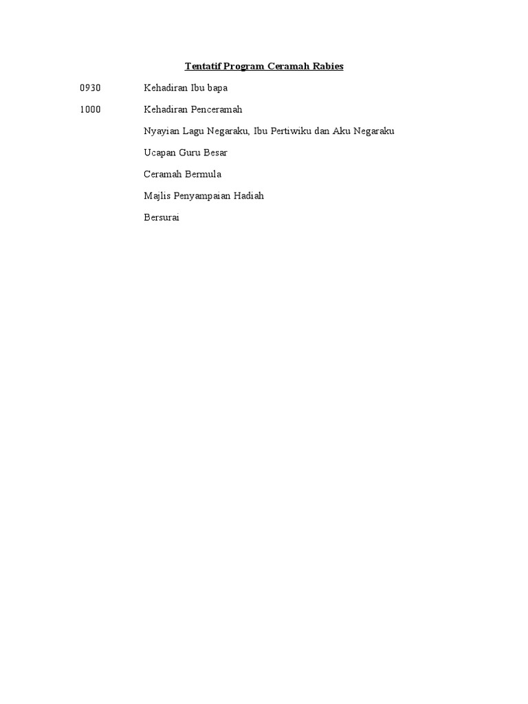 Tentatif Program Ceramah Rabies | PDF