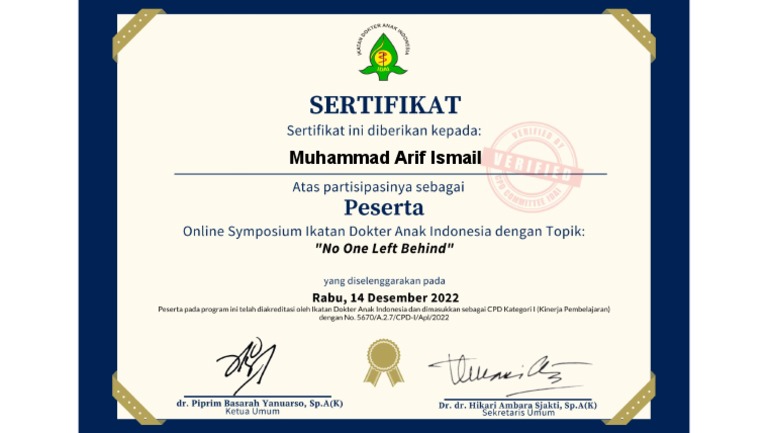 Contoh Sertifikat 1 | PDF