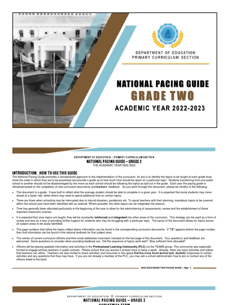 Grade 2 National Pacing Guide 2022-2023 | PDF | Phonics | Curriculum