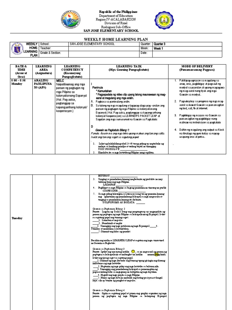 WHLP Grade 5 Q3 Week 1 AP | PDF