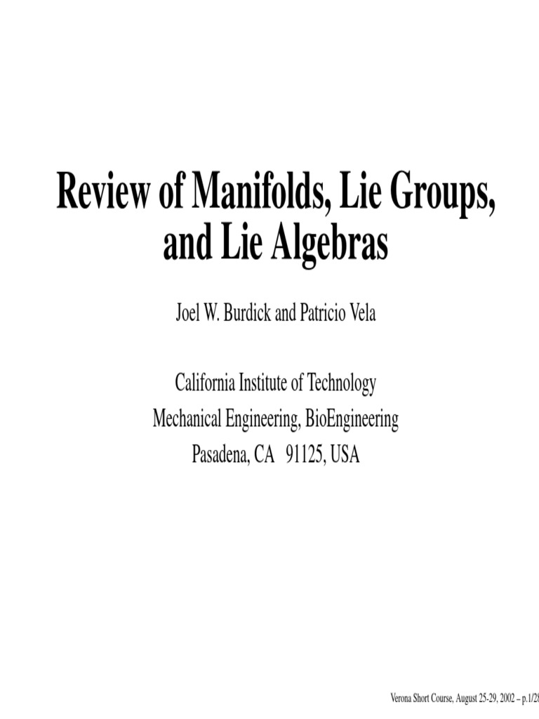 Caltech Lie Theory Notes | PDF | Lie Algebra | Manifold