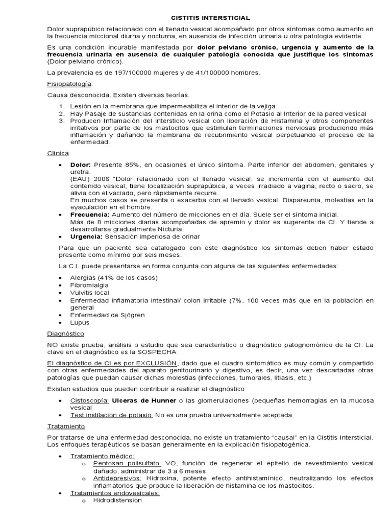 Cistitis Intersticial | PDF | Vejiga urinaria | Medicina CLINICA