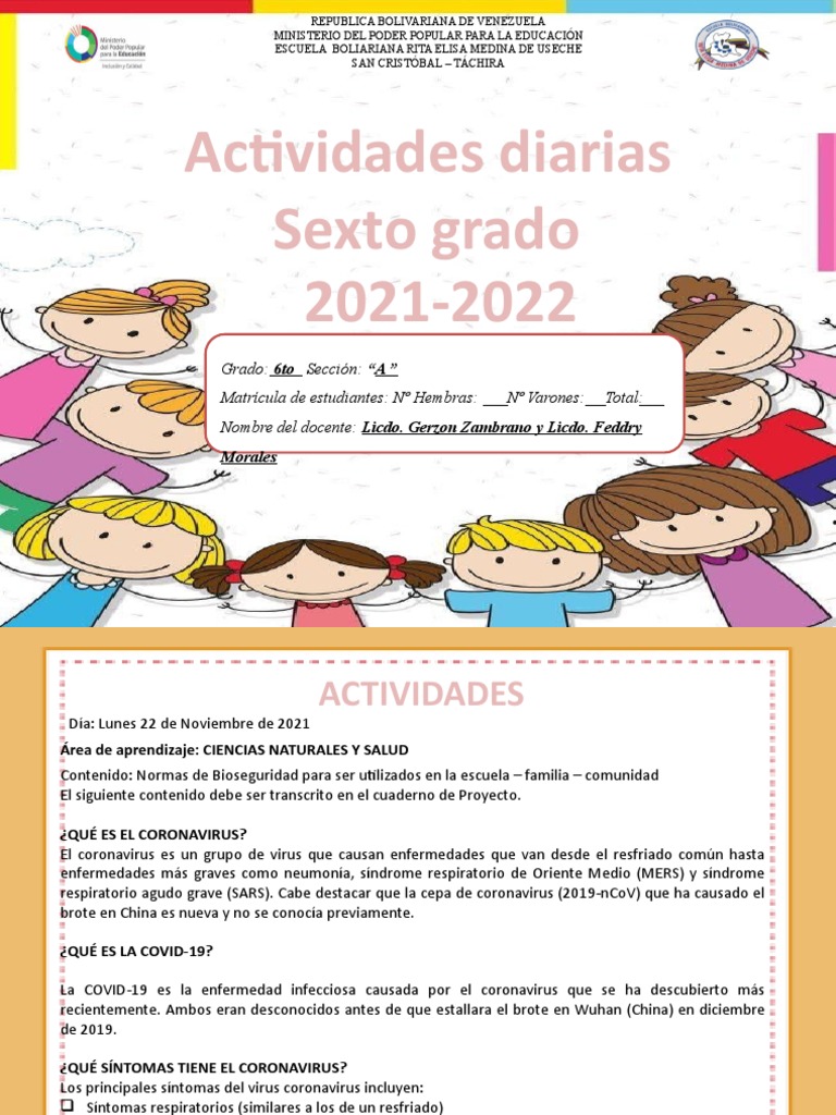 Actividades para 6to Grado 22-11 Al 26-11 | PDF | Bienestar