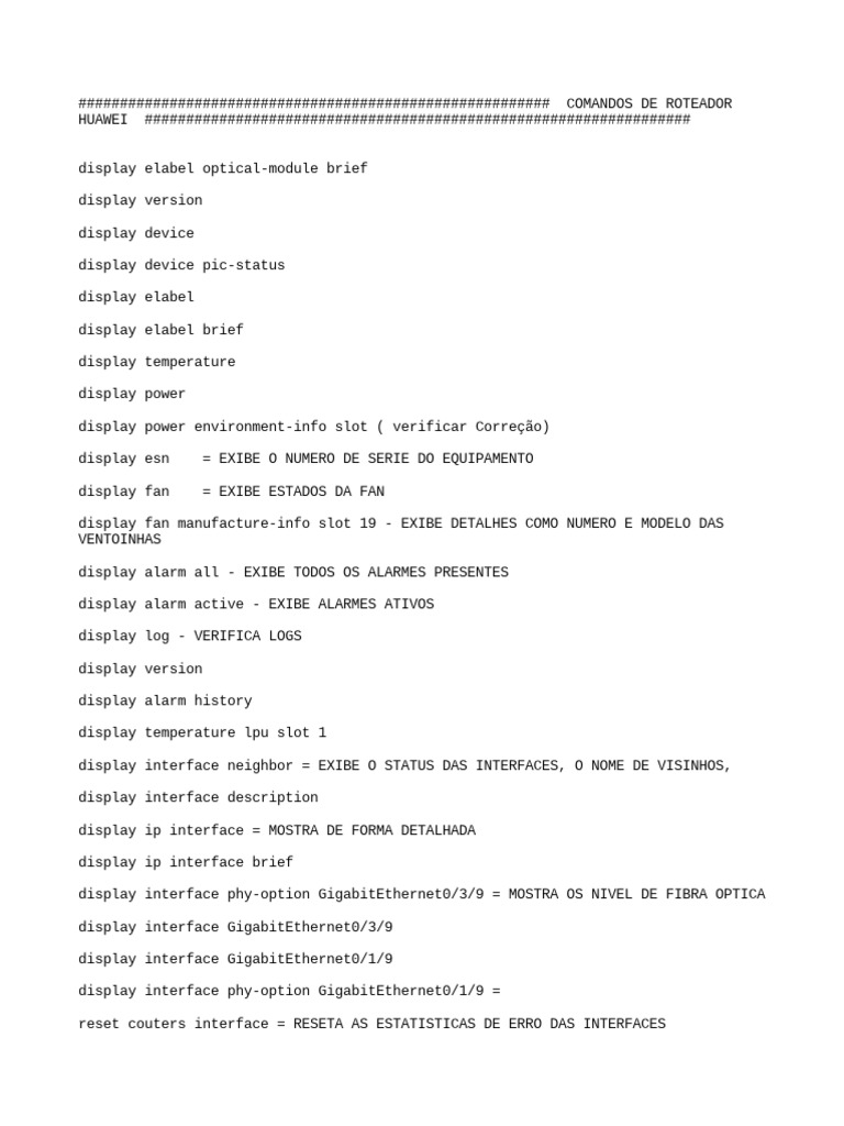 Comandos Roteador Huawei | PDF