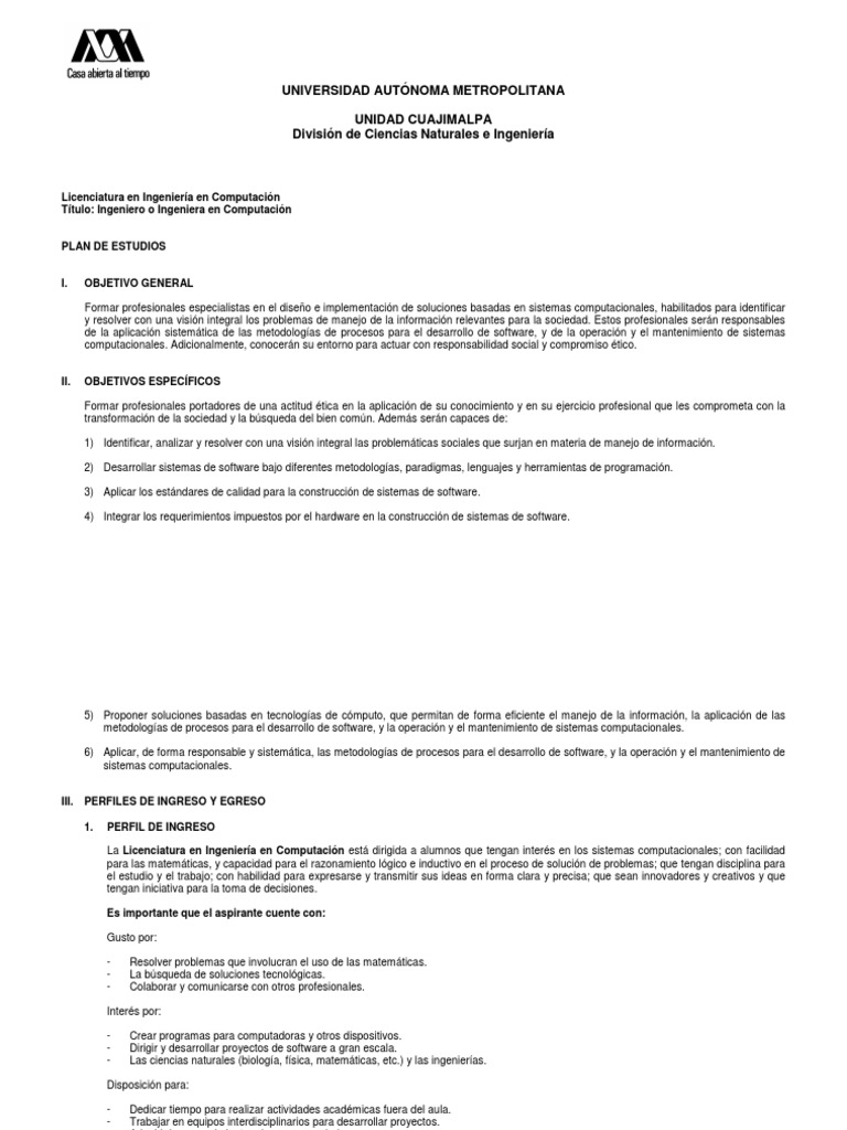 131 6 Licenciatura en Ingenieria en Computacion CUA | PDF | Ciencias de la Computación ...