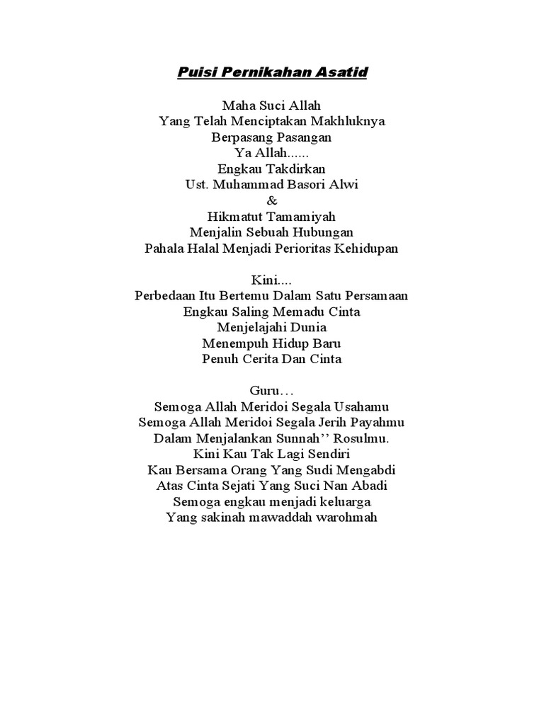 Puisi Pernikahan Asatid | PDF