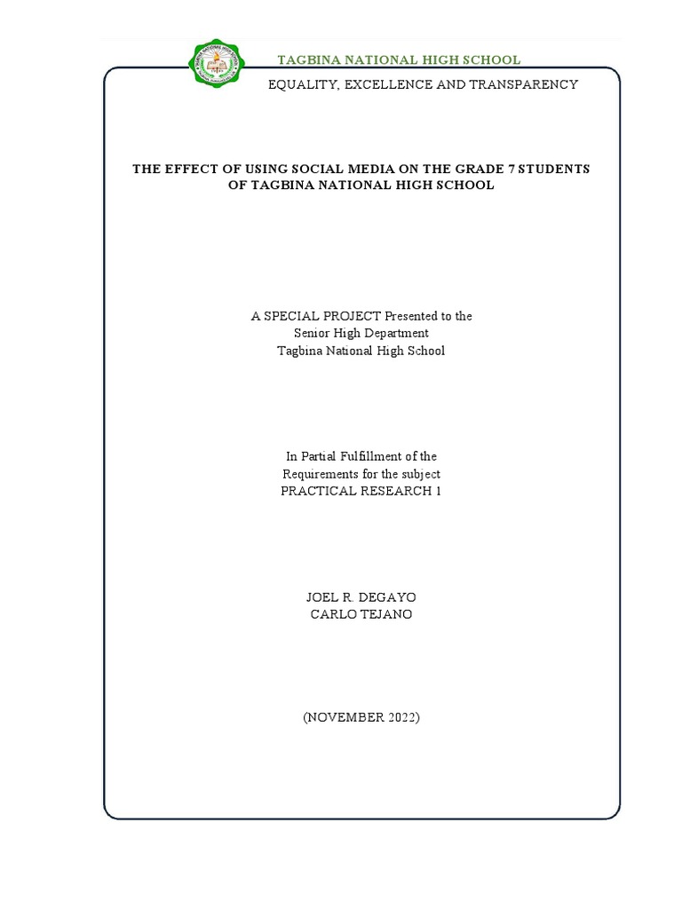 The Influence of Social Media on the Behavior of Grade 7 Students of ...