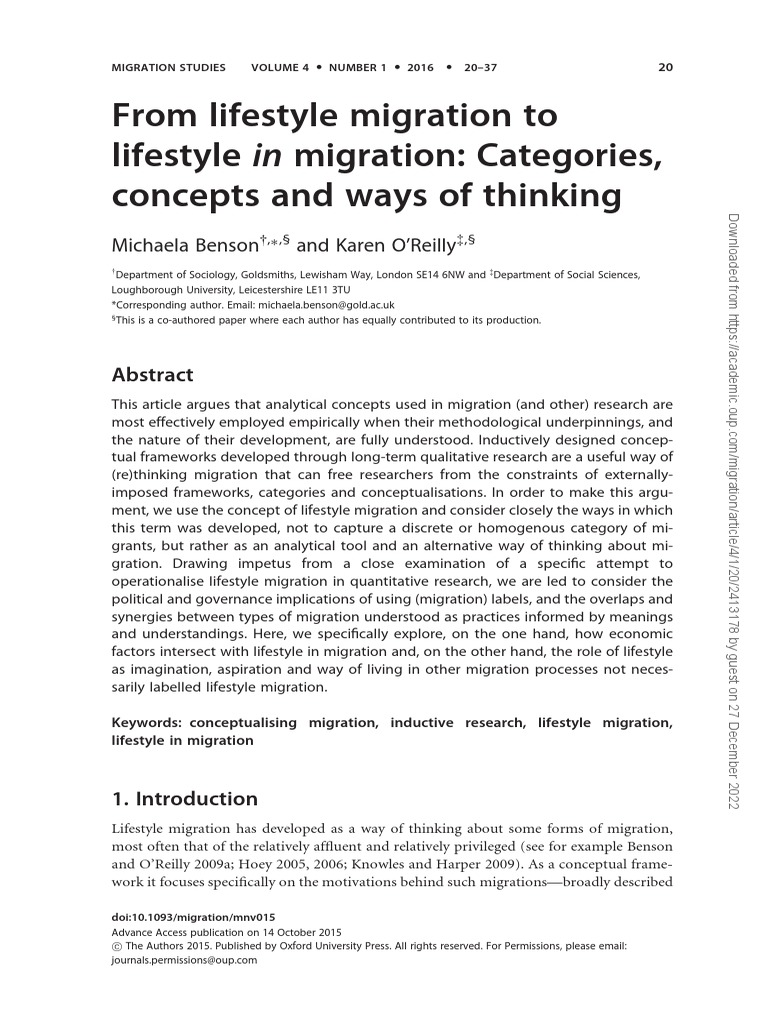 Rethinking Lifestyle Migration Concepts | PDF | Human Migration ...