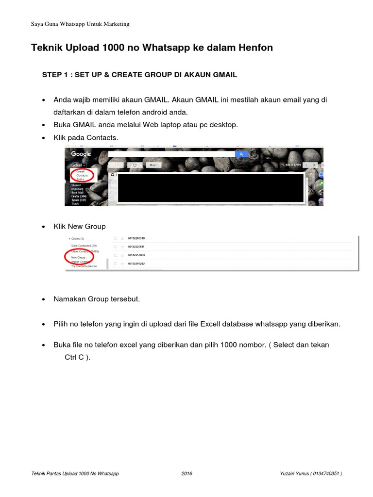 Tutorial Upload 1000 Nombor Whatsapp Rv.3 | PDF