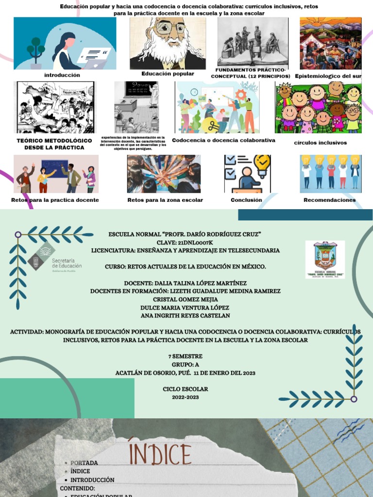 Hacia Una Codocencia o Docencia Colaborativa Currículos Inclusivos, Retos para La Práctica ...