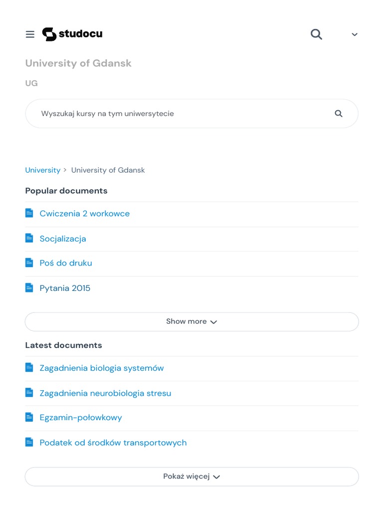 UG - Uniwersytet Gdanski - Studocu | PDF