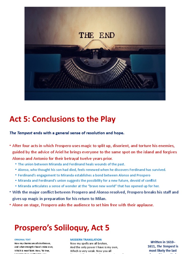 Act 5 - Conclusions and Big Questions | PDF | The Tempest