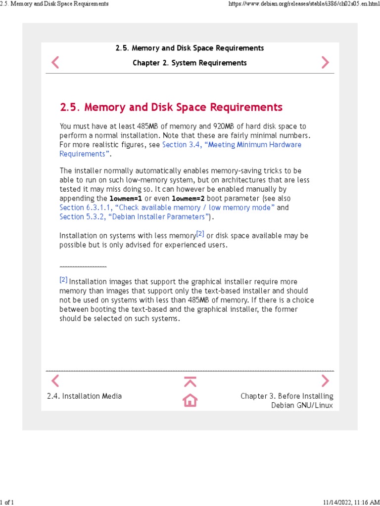2.5. Memory and Disk Space Requirements | PDF