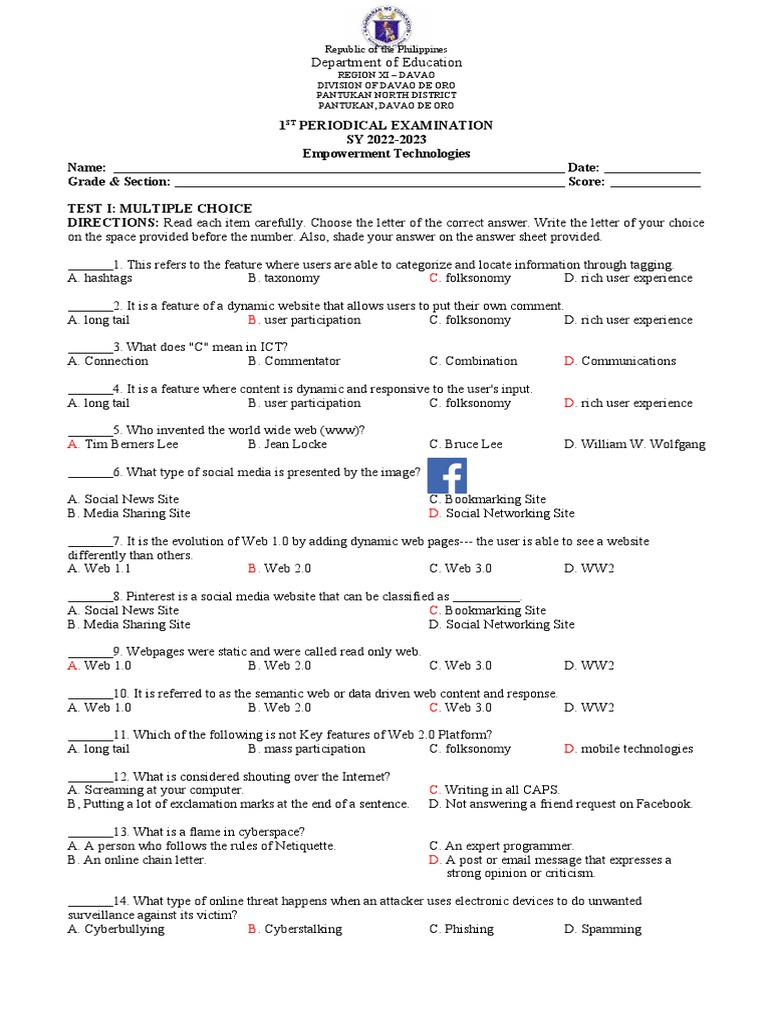 Grade 11 - EmTech 1st Exam | PDF | World Wide Web | Internet & Web