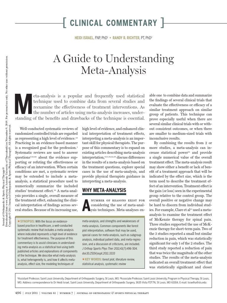 A Guide To Understanding | PDF | Effect Size | Meta Analysis