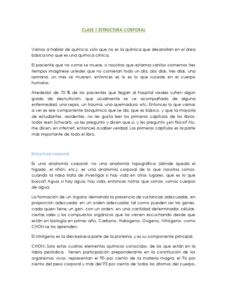 Clase 1 Estructura Corporal | PDF | Tejido adiposo | Glucógeno