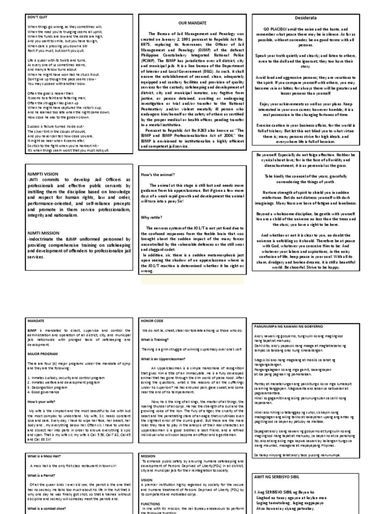 BJMP Notes 111 | PDF | Prison | Crimes