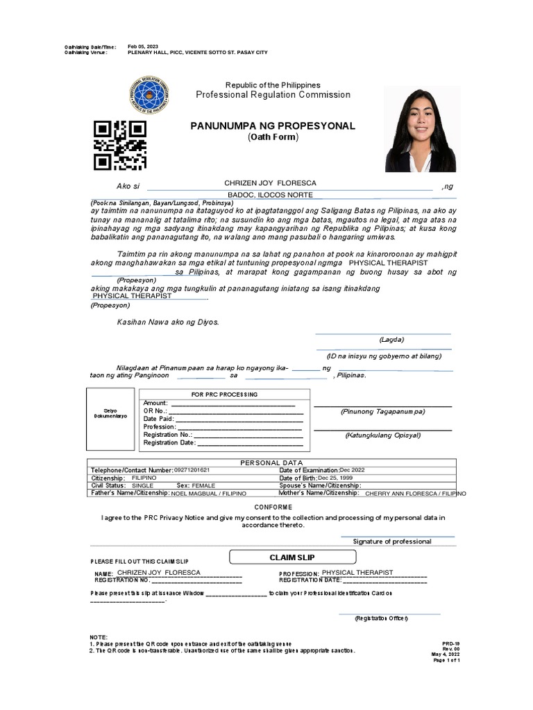 Oath Form Ni Zen | PDF