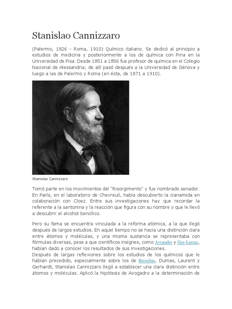 Stanislao Cannizzaro | PDF | Filosofía