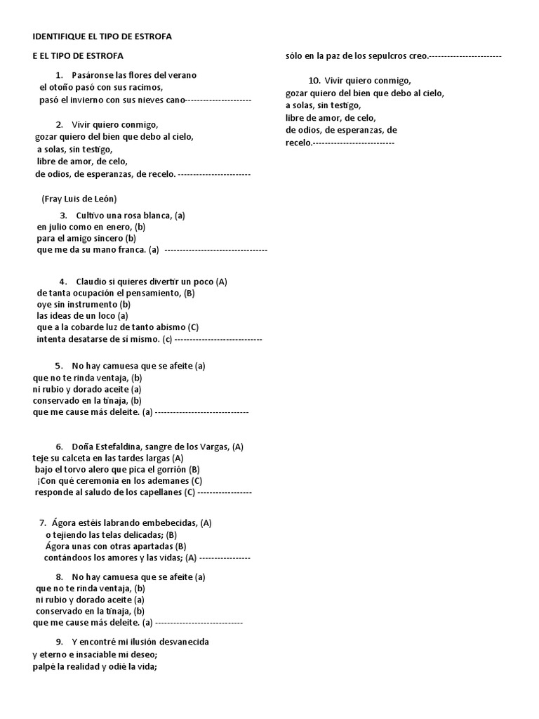 Identifique El Tipo de Estrofa | PDF