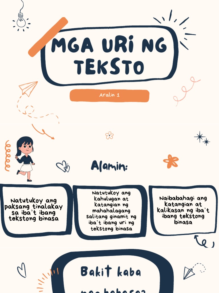 Q1 Aralin 1 Mga Uri NG Teksto Unang Bahagi | PDF