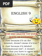 Eng9 - Q4 - Wk1 - Mod1 - Determinine The Relevance and Truthfulness of The Ideas Presented From ...