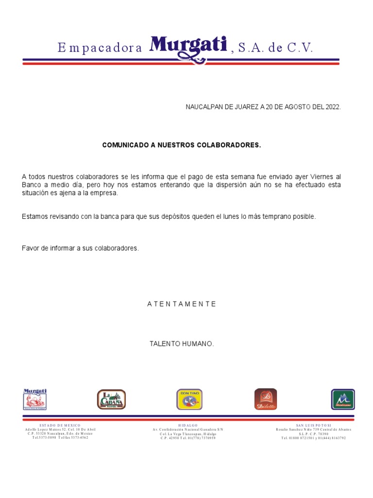 Comunicado Urgente | PDF