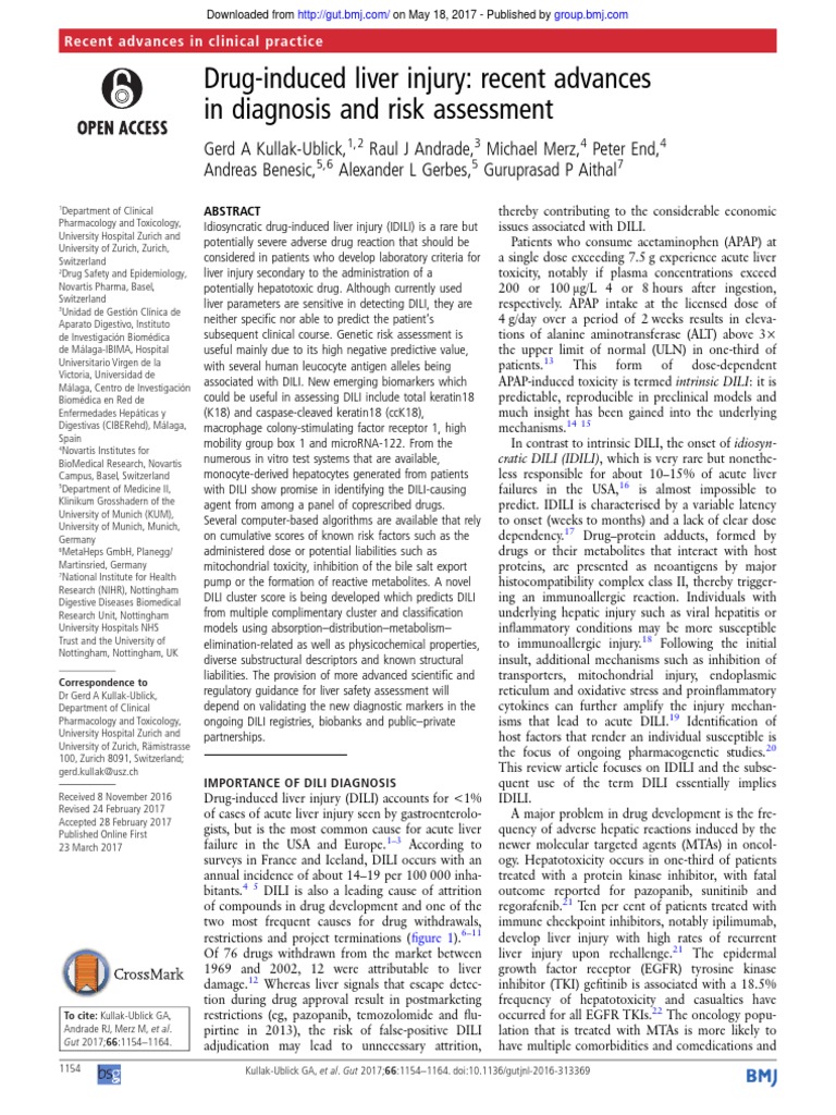 Drug-Induced Liver Injury Recent Advances in Diagnosis and Risk ...