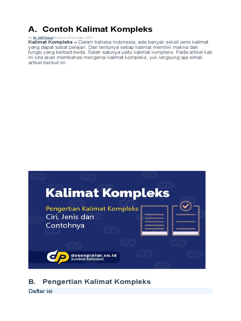 Contoh Kalimat Kompleks | PDF