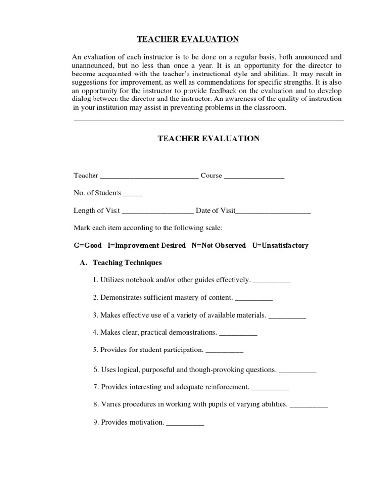 Kids Evaluation Form | PDF | Teachers | Classroom