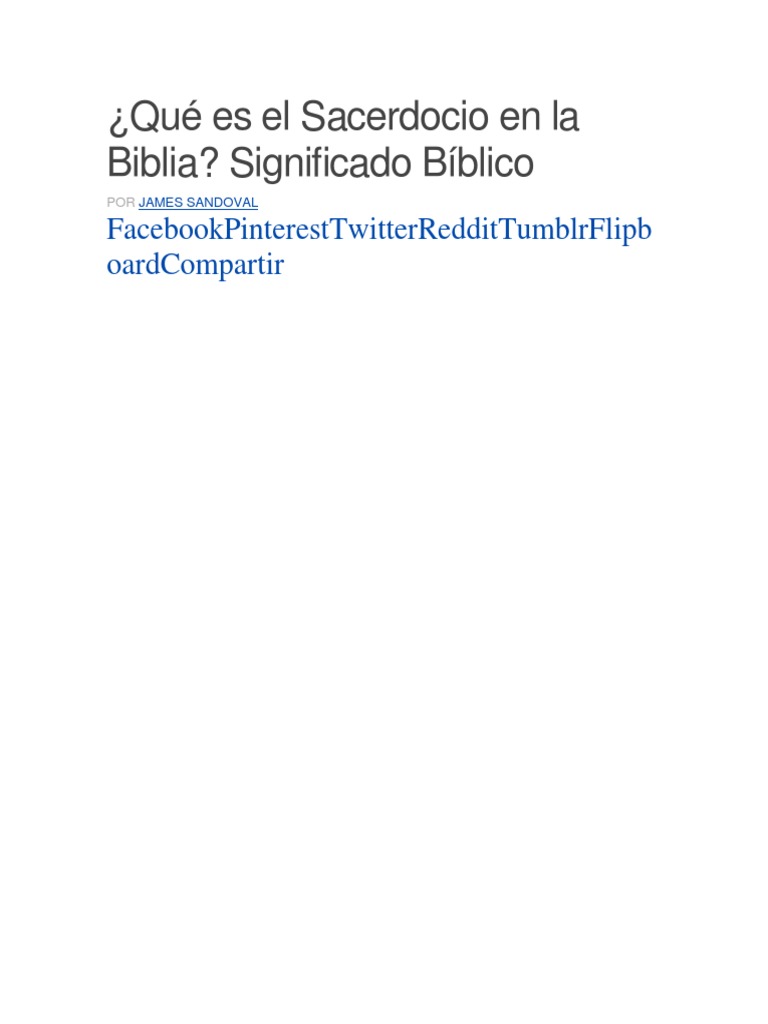 Sacerdocio en la Biblia: Significado y Funciones | PDF | Sacerdote | Aaron