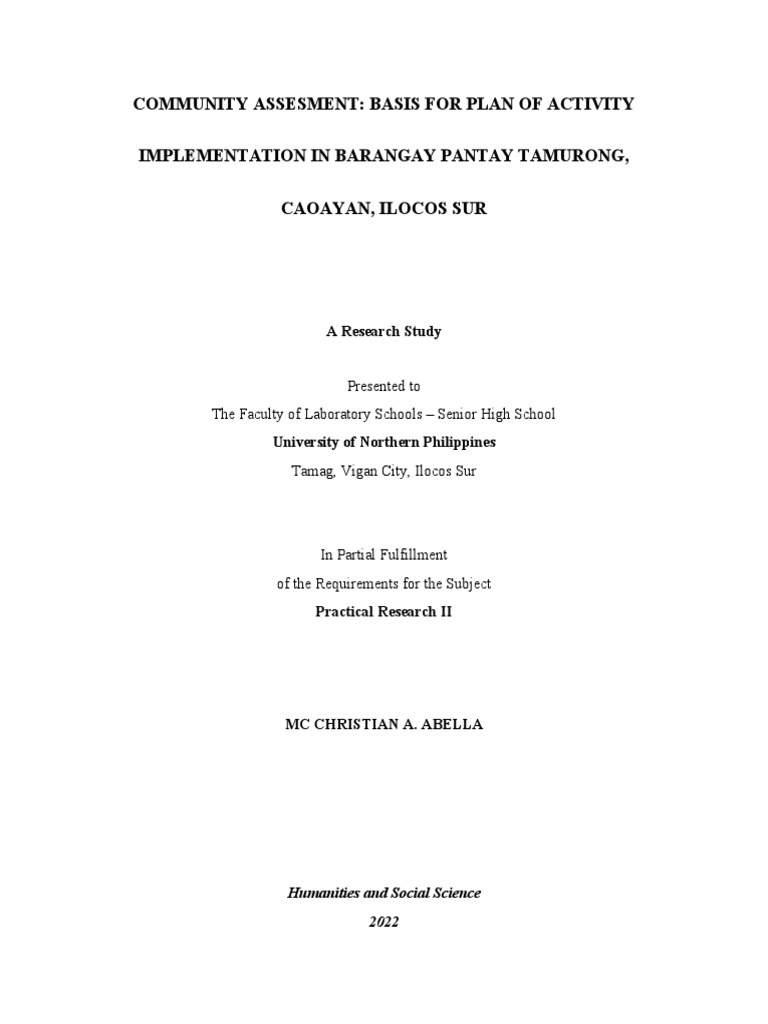 ABELLA, MC CHRISTIAN - MANUSCRIPT | PDF | Survey Methodology | Community
