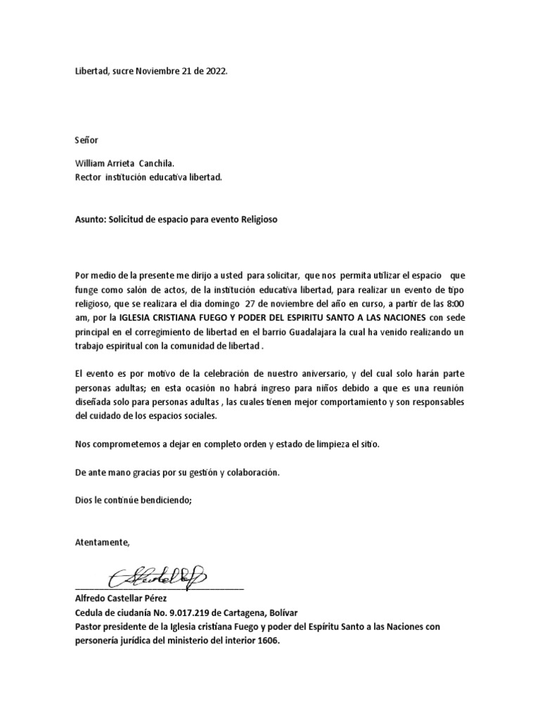 Carta Solicitud de Espacio | PDF