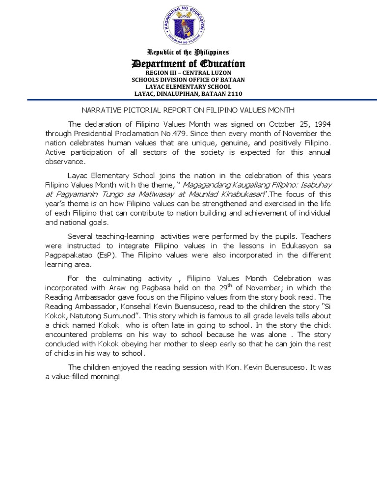 LAYAC ES 2022 Fil Values Month | PDF | Philippines