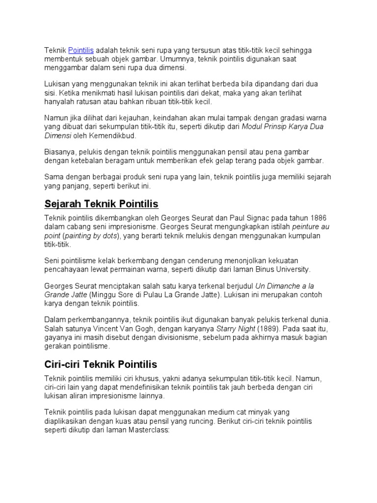 Teknik Pointilis | PDF