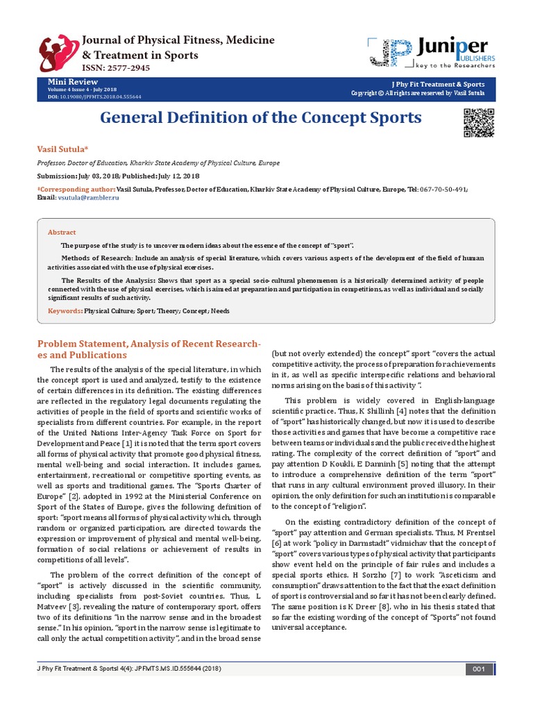 General Definition of The Concept Sports | PDF | Sports | Concept