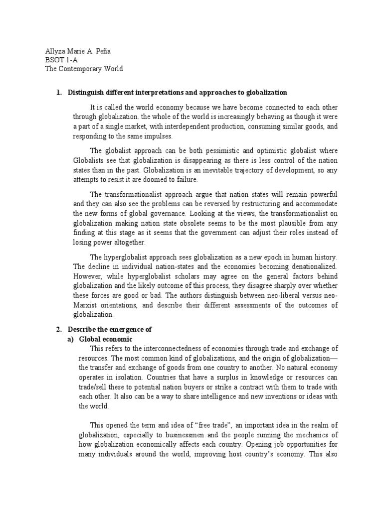 Contemporary World: Globalization | PDF | Globalization | Economies