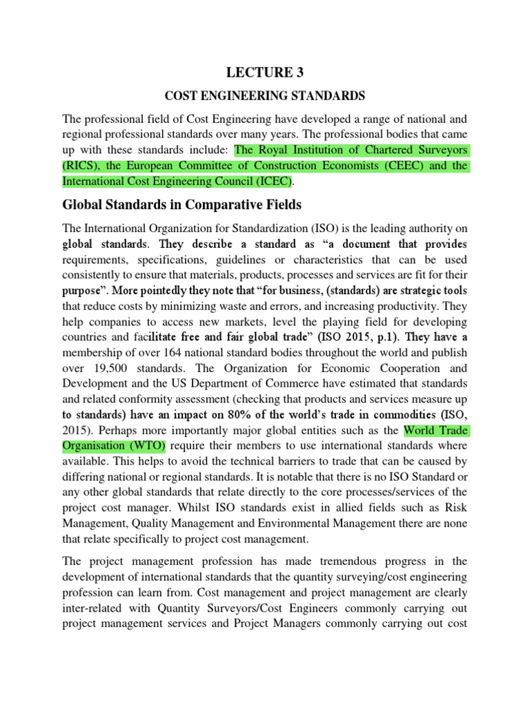 Cost Engineering Standards | PDF