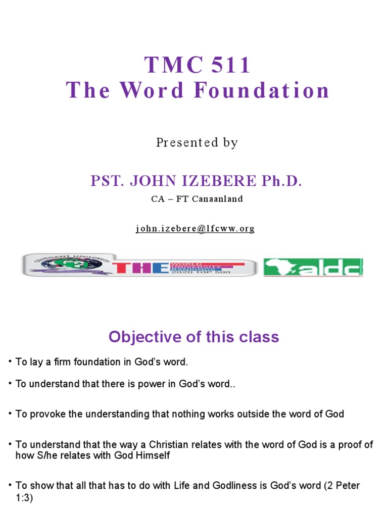 TMC 511 The Word Foundation CU-1 | PDF | Logos (Christianity) | Revelation