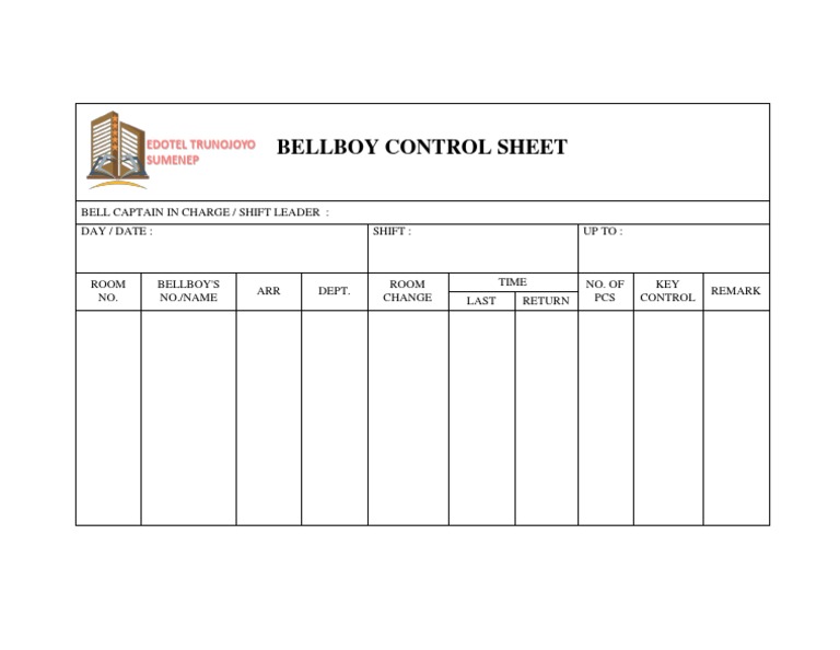 Bellboy Control Sheet Template | PDF