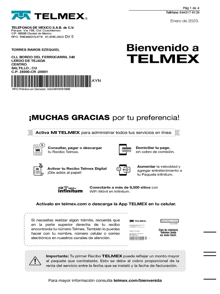 Recibo Telmex | PDF