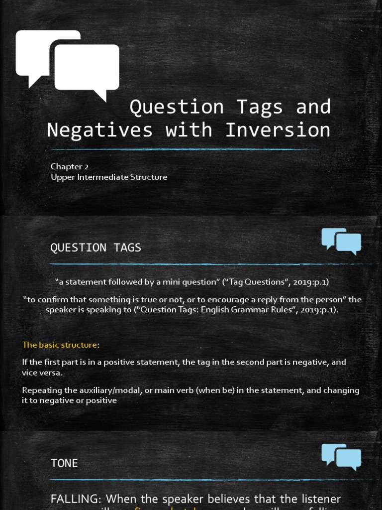 Chapter 2 Question Tags and Negatives With Inversion - EnGLISH LECTURE | PDF | Question ...