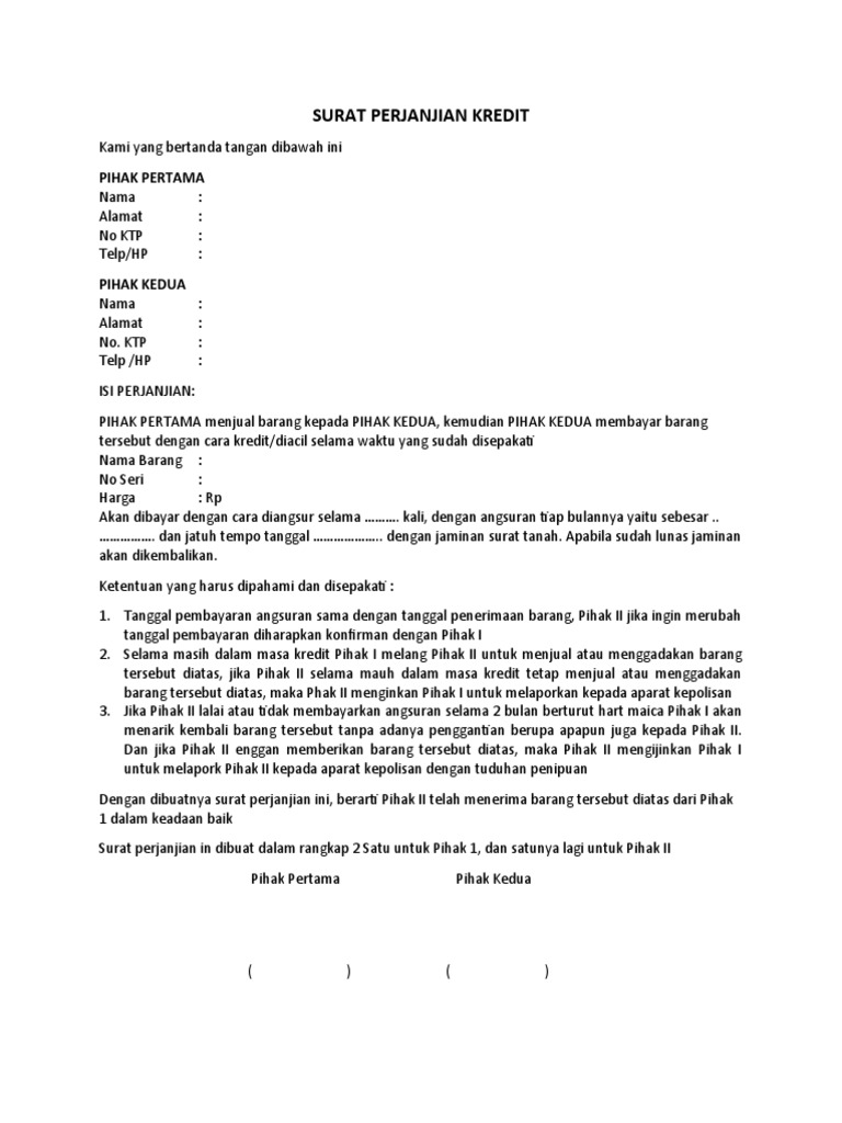 Surat Perjanjian Kredit | PDF