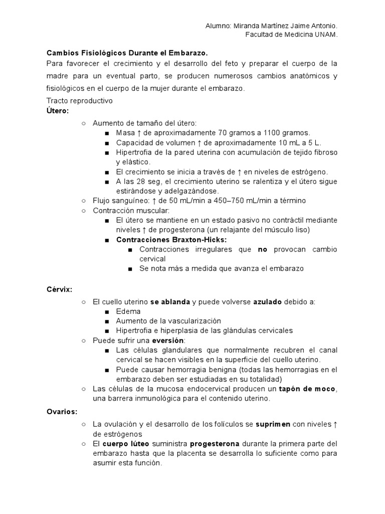 Cambios Fisiológicos en El Embarazo | PDF | El embarazo | Especialidades Medicas