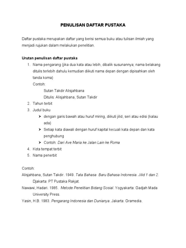 Penulisan Daftar Pustaka Dan Catatan Kaki | PDF